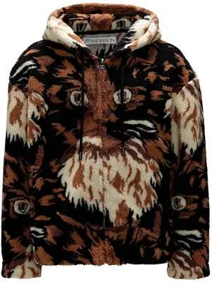 JW Anderson Graphic-print Fleece Jacket - Brown