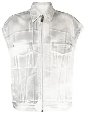Givenchy 4g Graffiti-print Denim Vest - Grey