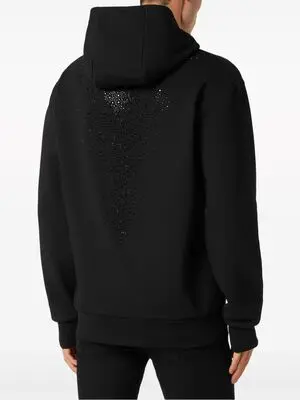 Philipp Plein Logo Appliqué Cotton Hoodie - Black