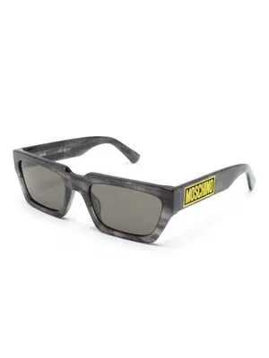 Moschino Rubberised Logo Rectangle Sunglasses