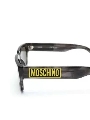 Moschino Rubberised Logo Rectangle Sunglasses