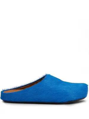 Marni Long Hair Calfskin Fussbett Sabot - Blue