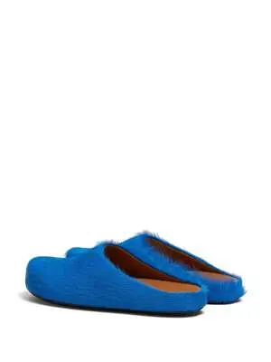 Marni Long Hair Calfskin Fussbett Sabot - Blue