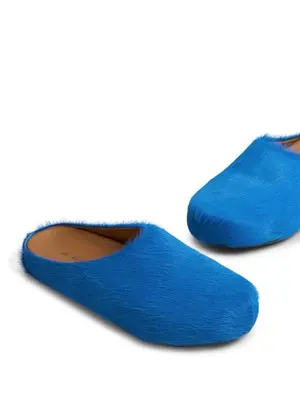 Marni Long Hair Calfskin Fussbett Sabot - Blue