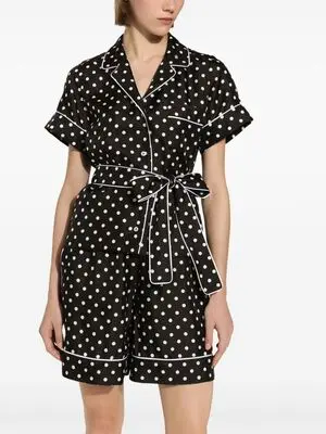 Dolce & Gabbana Polka-dot Silk Twill Shorts - Black