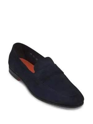 Santoni Apron-toe Suede Penny Loafers