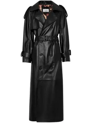 Philipp Plein Belted Leather Trench Coat