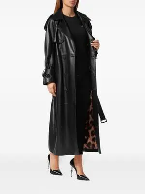 Philipp Plein Belted Leather Trench Coat