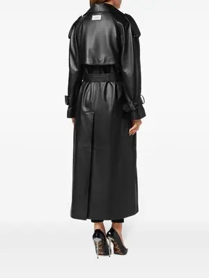 Philipp Plein Belted Leather Trench Coat