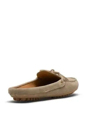 Car Shoe Almond-toe Suede Driving Slippers - Neutrals