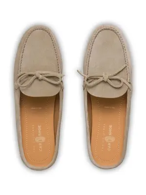 Car Shoe Almond-toe Suede Driving Slippers - Neutrals