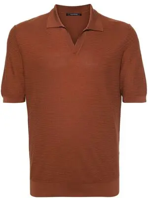Tagliatore Paco Split-neck Polo Shirt - Brown