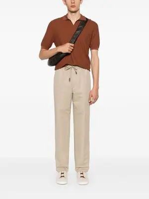 Tagliatore Paco Split-neck Polo Shirt - Brown