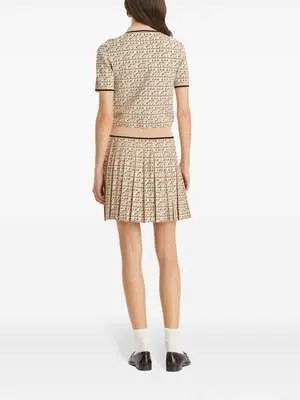 Tory Burch T Monogram Pleated Skirt - Neutrals
