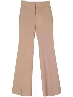 Sportmax Virgin Wool Pressed Crease Flared Trousers - Neutrals