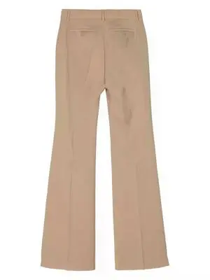 Sportmax Virgin Wool Pressed Crease Flared Trousers - Neutrals