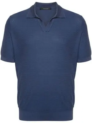 Tagliatore Paco Split-neck Polo Shirt - Blue