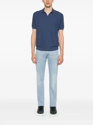 Tagliatore Paco Split-neck Polo Shirt - Blue