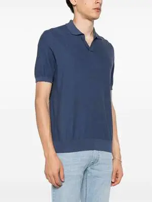 Tagliatore Paco Split-neck Polo Shirt - Blue
