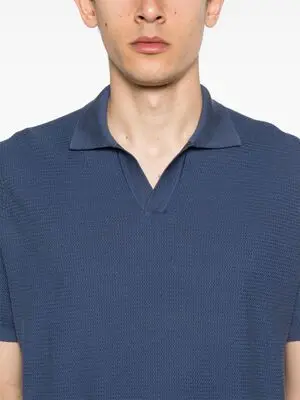 Tagliatore Paco Split-neck Polo Shirt - Blue