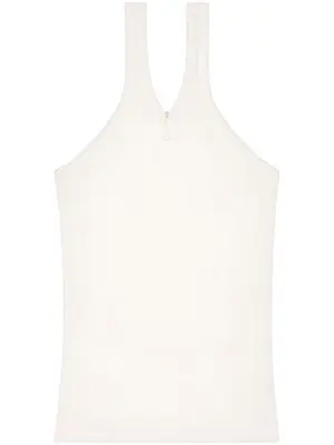 COURREGES Logo-embroidered Ribbed Tank Top - White