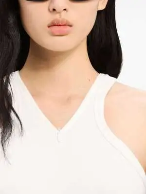 COURREGES Logo-embroidered Ribbed Tank Top - White