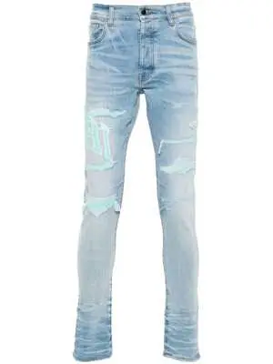 Amiri Varsity Logo Skinny Jeans - Blue