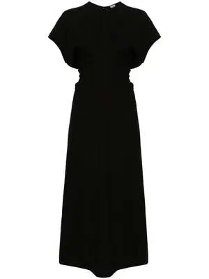 TOTEME Slouch-waist Plissé Midi Dress - Black