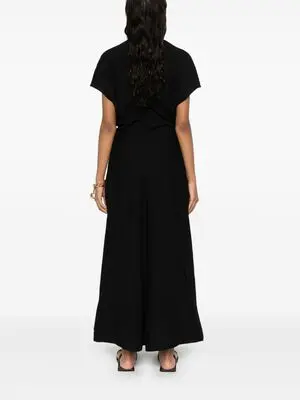 TOTEME Slouch-waist Plissé Midi Dress - Black