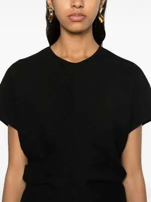 TOTEME Slouch-waist Plissé Midi Dress - Black