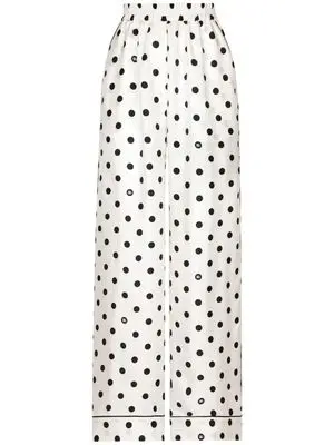 Dolce & Gabbana Polka Dot-print Silk Pajama Trousers - White