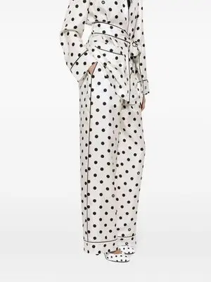 Dolce & Gabbana Polka Dot-print Silk Pajama Trousers - White
