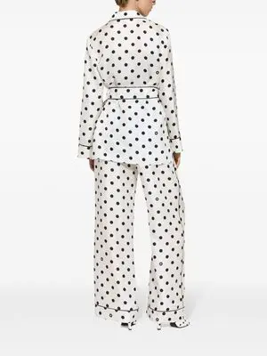 Dolce & Gabbana Polka Dot-print Silk Pajama Trousers - White