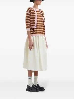 Marni Striped Brushed Wool Cardigan - Pink