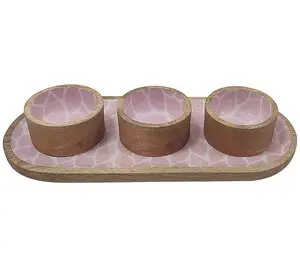 TEMP-TATIONS Carved Willow Set Of Ramekins Elongated Tray - One-color