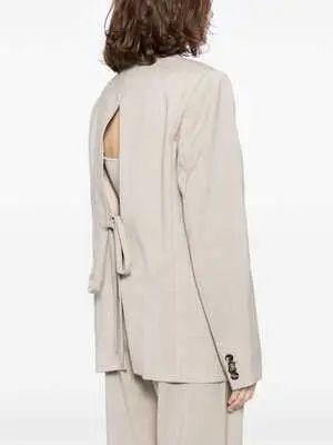 Loewe Tied-back Wool Blazer - Neutrals