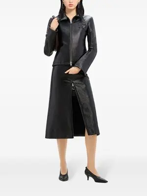 COURREGES Zip-detail Coated Midi Skirt