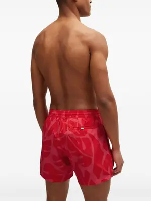 BOSS Leaf-print Swim Shorts