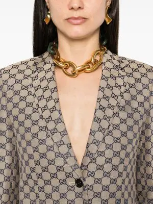Gucci Gg-embroidered Single-breasted Blazer - Neutrals