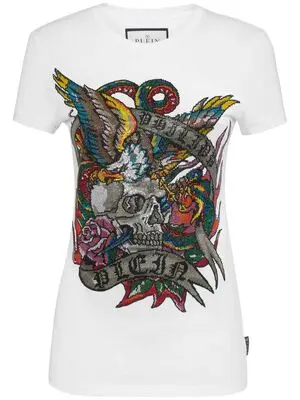 Philipp Plein Tattoo-embellished T-shirt - White