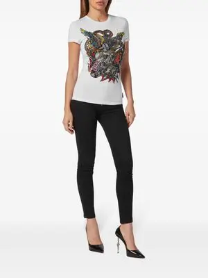 Philipp Plein Tattoo-embellished T-shirt - White
