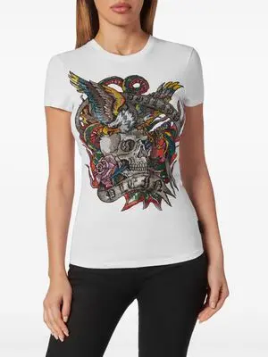 Philipp Plein Tattoo-embellished T-shirt - White