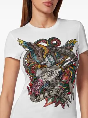 Philipp Plein Tattoo-embellished T-shirt - White