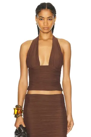 SEROYA Bimini Mesh Halter Top Coconut