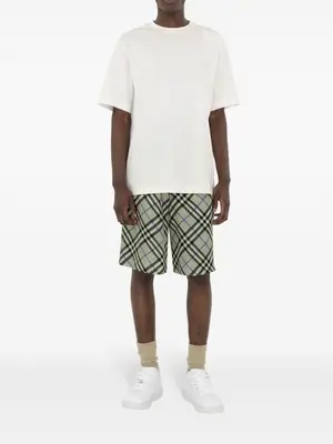 Burberry Nova Check Silk Shorts - Green