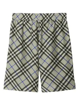 Burberry Nova Check Silk Shorts - Green