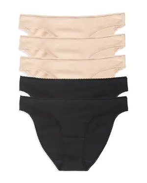 ON GOSSAMER Cabana Cotton Bikini Set Of 5 - Black/champagne