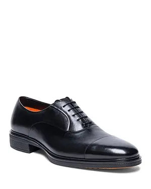 Santoni Cap Toe Lace Up Oxford Dress Shoe - Black