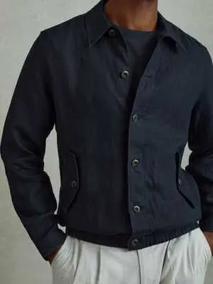 REISS Cadiz Linen Elasticated Hem Overshirt