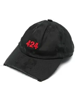 424 Distressed Cotton Cap - Black
